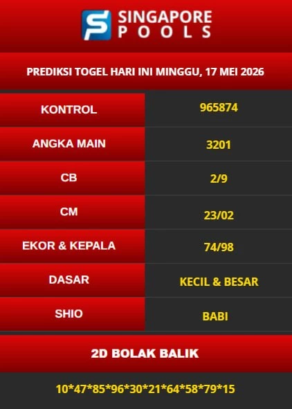 Prediksi SGP Hari Ini 17 Mei 2026 - PREDIKSI SGP
